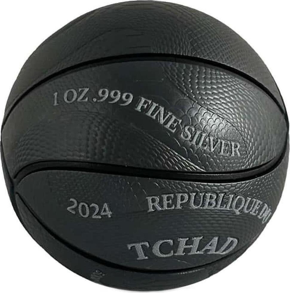 BLACK MAMBA BASKETBALL SPHERICAL 1 Oz Silver Coin 5000 Francs Chad 2024 ...
