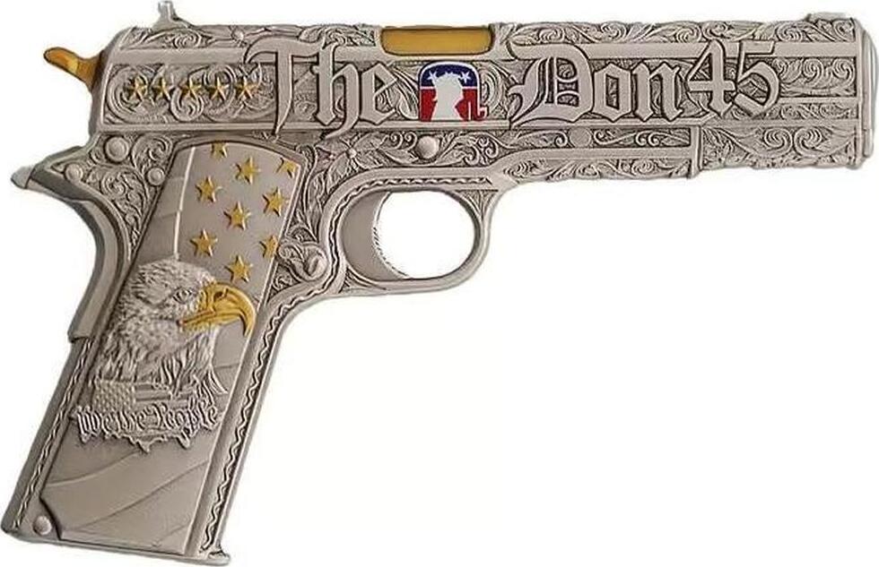 DON 45 HANDGUN Trump 5 Oz Silver Medal 2024 | MA-Shops