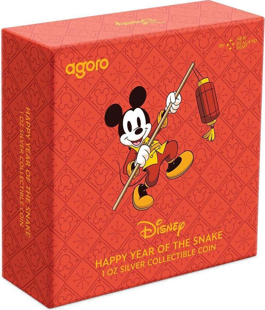 2 Dollars MICKEY MOUSE SNAKE LUNAR YEAR Disney 1 Oz Silver Coin 2$ Niue ...