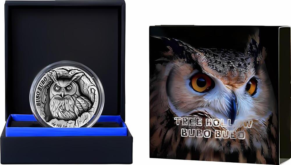 2 Dollars BUBO BUBO Owl Tree Hollow Coin 1 Oz Silver Coin 2$ Samoa 2024 ...