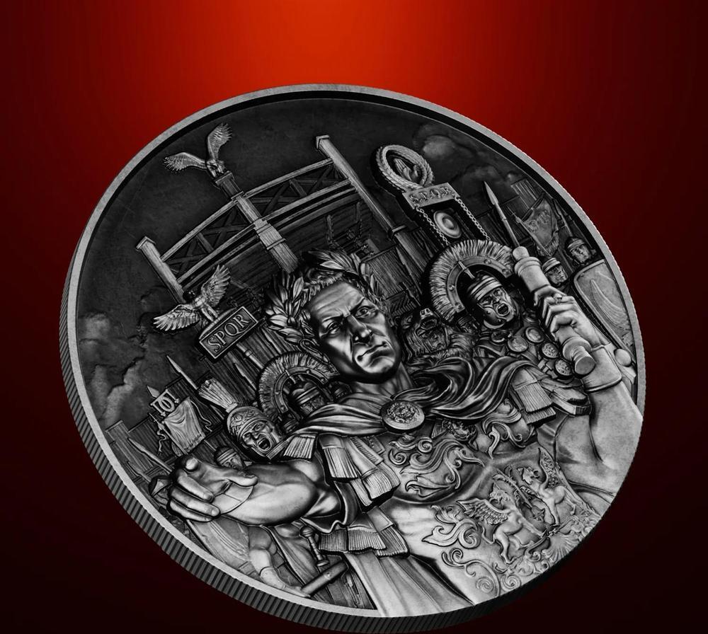 JULIUS CAESAR Masters of War 2 Oz Silver Coin 10000 Francs Chad 2025 ...