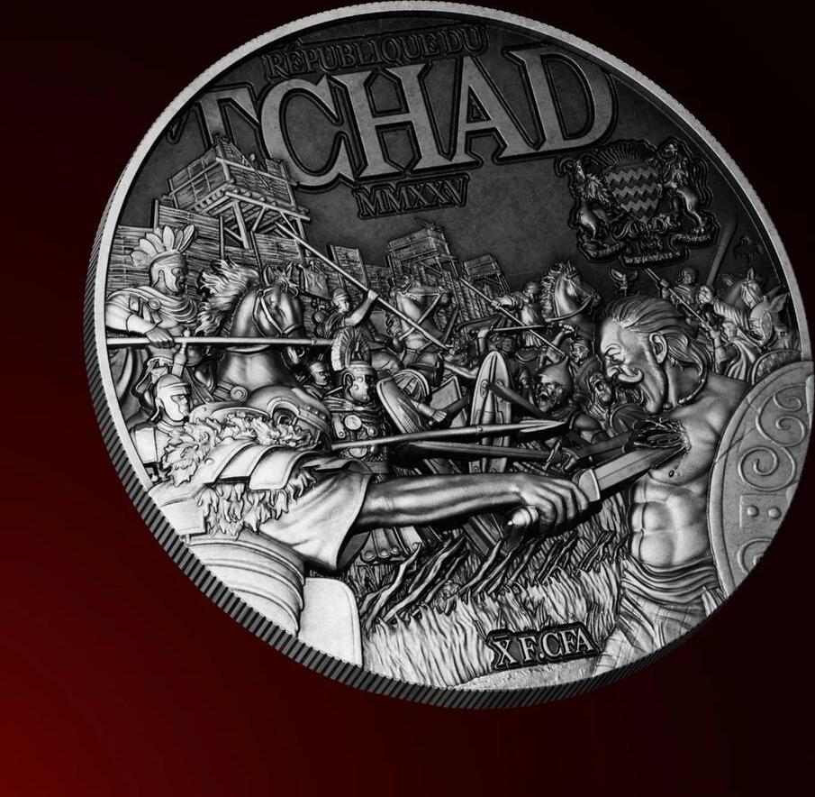 JULIUS CAESAR Masters of War 2 Oz Silver Coin 10000 Francs Chad 2025 ...