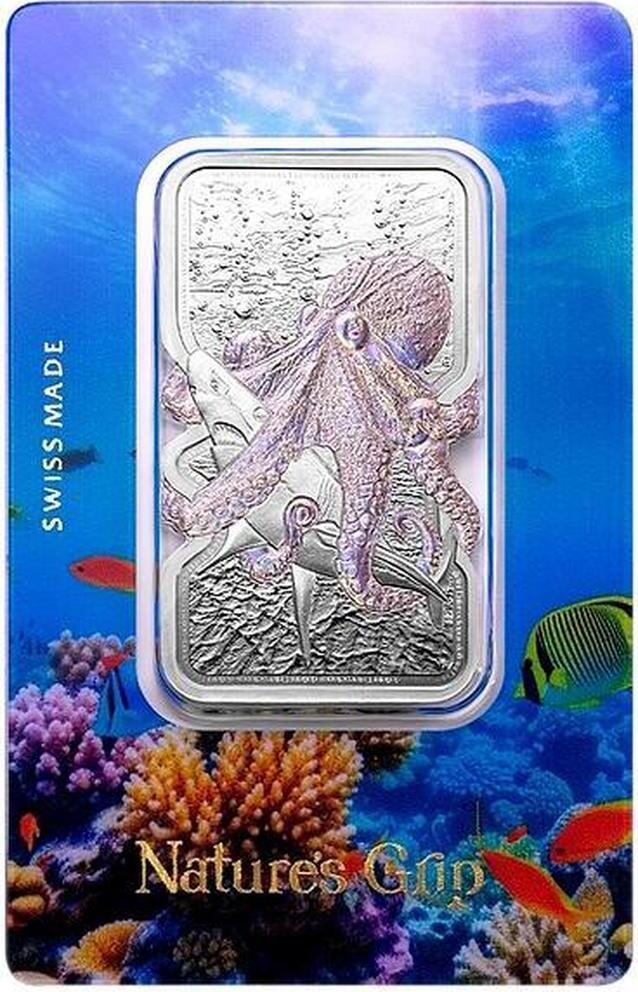 2 Dollars GIANT PACIFIC OCTOPUS Nature Grip 1 Oz Silver Coin 2$ Niue ...