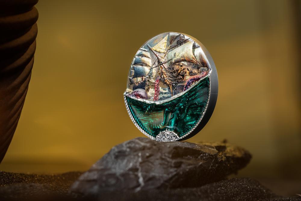 20 Dollars SEA MONSTER Underwater Fantasy 3 Oz Silver Coin 20$ Cook ...