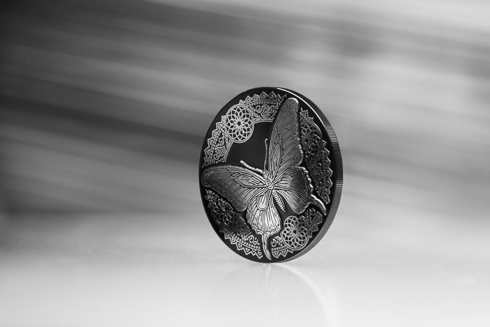 5 Dollars BUTTERFLY 1 Oz Silver Coin 5$ Cook Islands 2025 Obsidian ...
