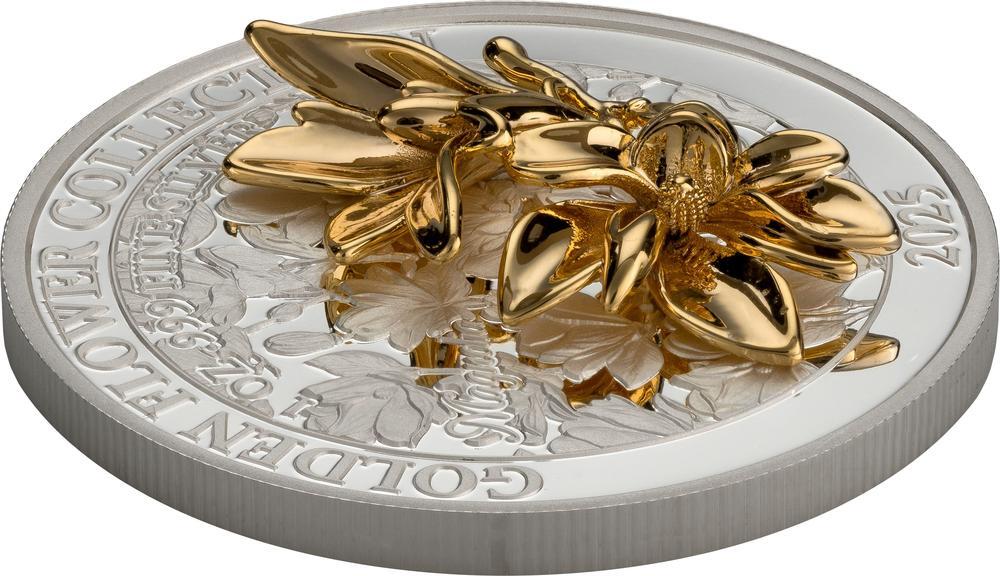 5 Dollars MAGNOLIA Golden Flower Collection 1 Oz Silver Coin 5$ Samoa ...