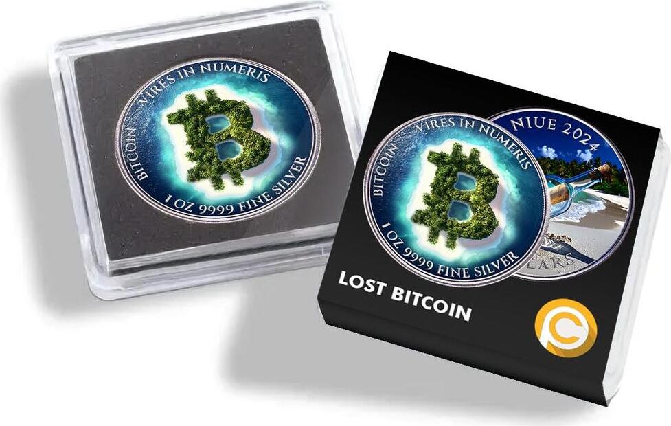 2 Dollars LOST BITCOIN 1 Oz Silver Coin 2$ Niue 2024 BU - Brilliant ...