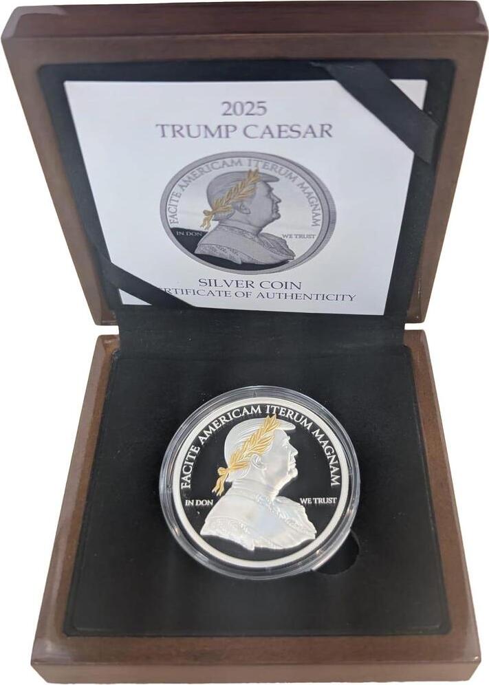 1 Dollar TRUMP Caesar 1 Oz Silver Coin 1$ Liberia 2025 Antique Finish ...