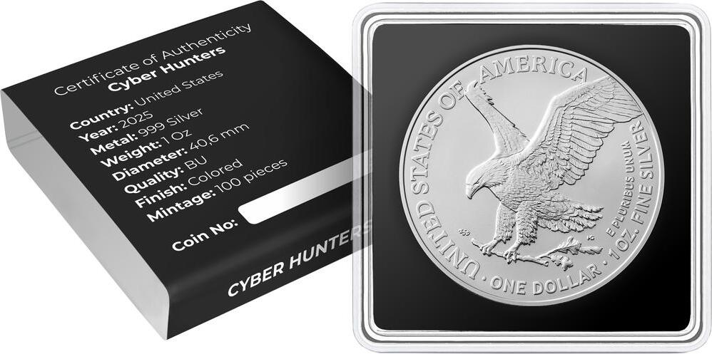 United States 1 Dollar COBRA Cyber Hunters 1 Oz Silver Coin 1$ USA 2025 ...