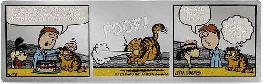 2 Dollars GARFIELD 1ST BIRTHDAY 1 Oz Silver Coin 2$ Niue 2025 Proof ...