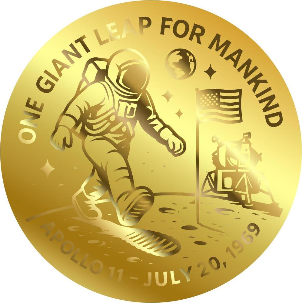 ONE GIANT LEAP FOR MANKIND 1/1000 Oz Gold Coin 50 Cents Niue 2026 ...