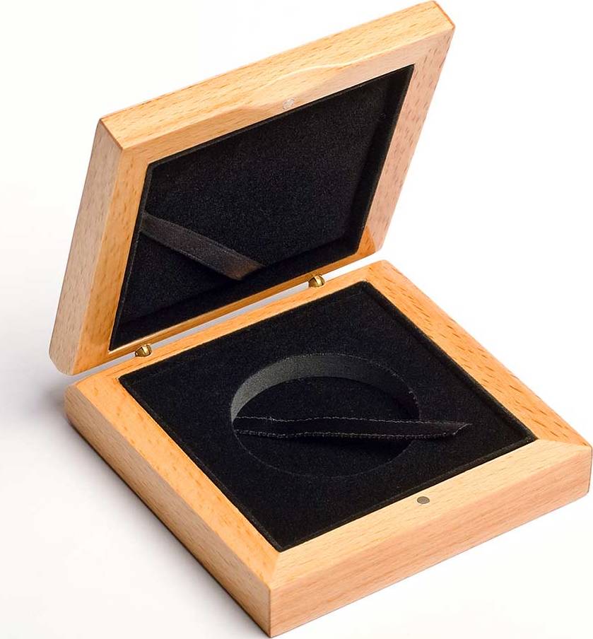 WOODEN COIN BOX Jewel Case Etui Package For Coins Medals 45 mm | MA-Shops