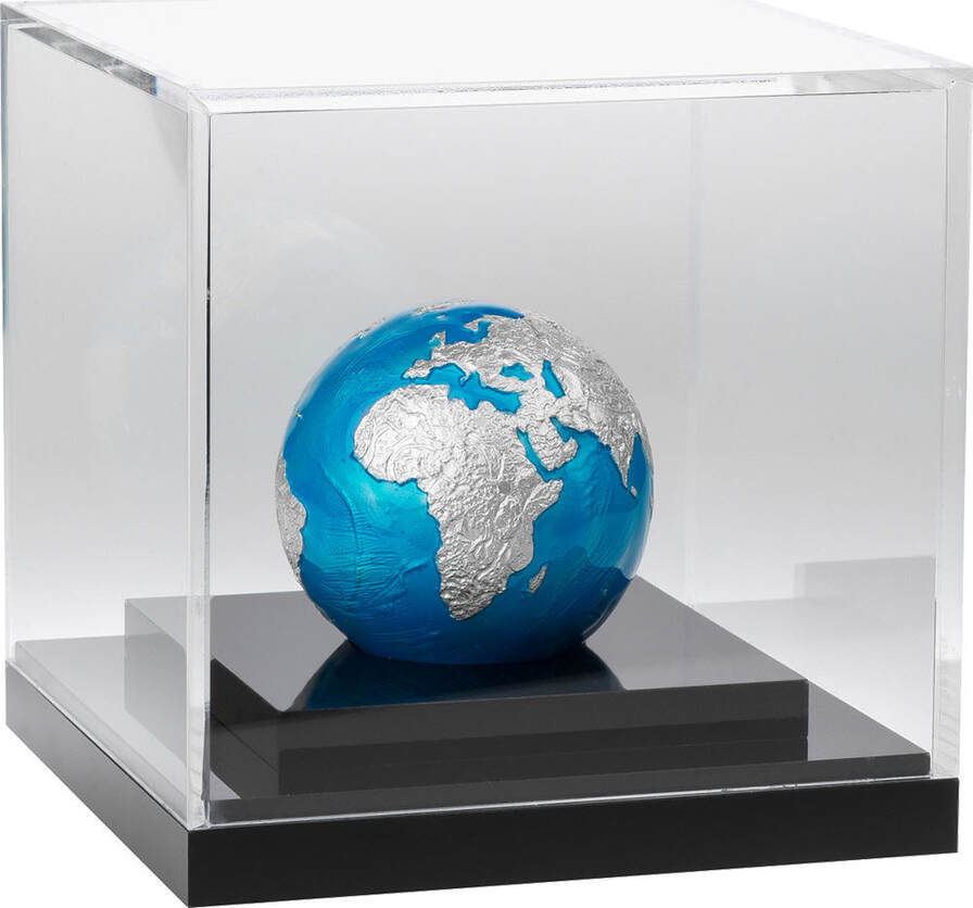 5 Dollars BLUE MARBLE Planet Earth Spherical 3 Oz Silver Coin 5 ...