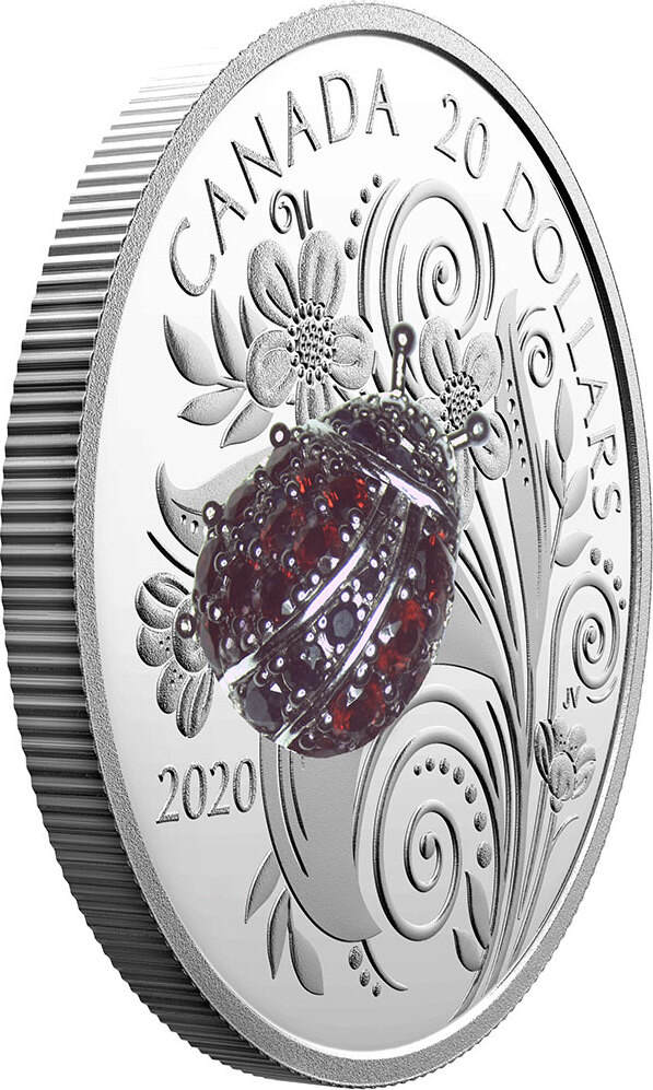 20 Dollars LADYBUG Bejeweled Bugs 1 Oz Silver Coin 20$ Canada 2020 ...