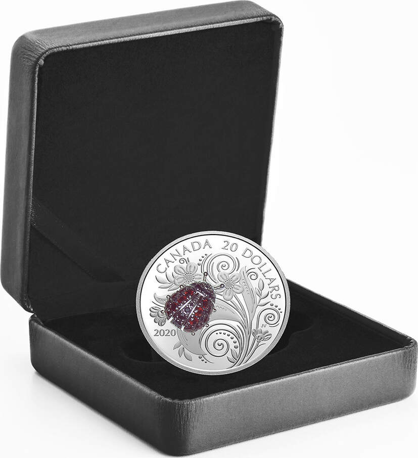 20 Dollars LADYBUG Bejeweled Bugs 1 Oz Silver Coin 20$ Canada 2020 ...