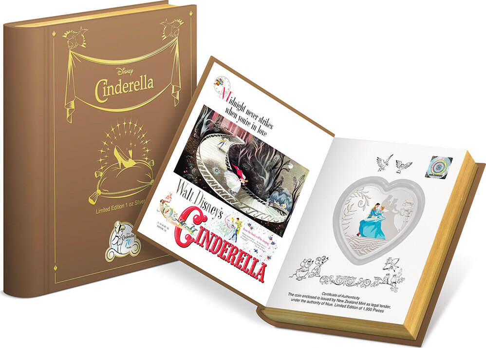 2 Dollars CINDERELLA 70th Anniversary Disney Princess 1 Oz Silver Coin ...