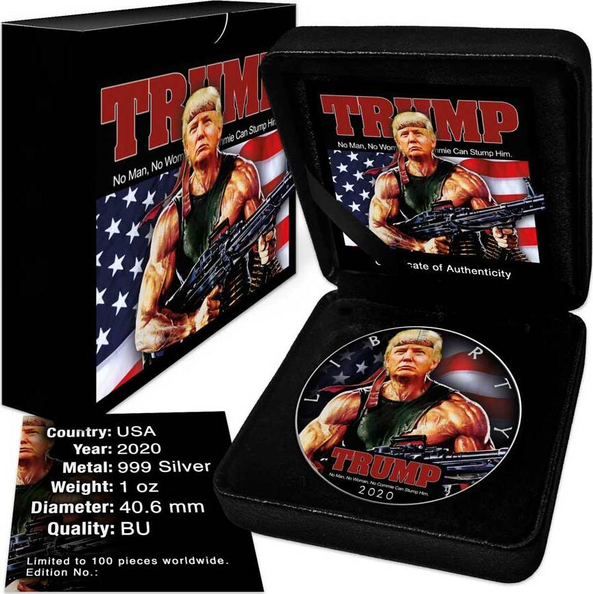 United States 1 Dollar TRUMP RAMBO Walking Liberty 1 Oz Silver Coin 1 ...