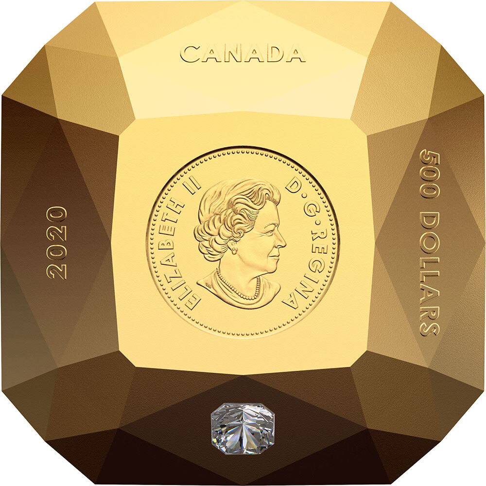500 Dollars FOREVERMARK DIAMOND 3D Shaped Gold Coin 500$ Canada 2020 ...