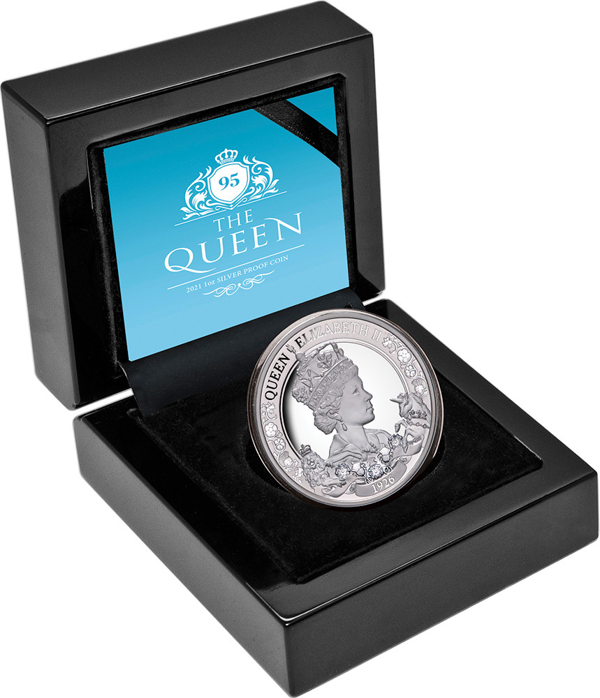 1 Dollar QUEEN ELIZABETH II 95th Birthday 1 Oz Silver Coin 1$ Niue 2021 ...
