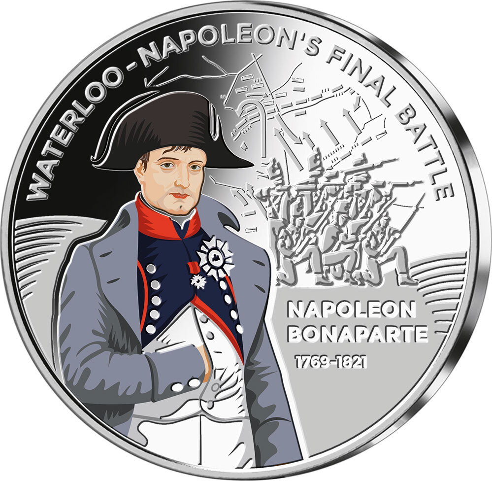 WATERLOO NAPOLEON FINAL BATTLE Set 3 x 1/2 Silver Coins 50 Pence ...