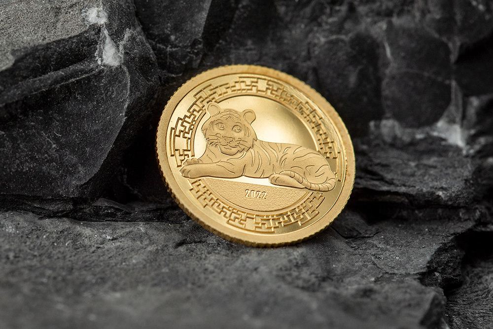 TIGER Lunar Year Gold Coin 1000 Togrog Mongolia 2022 Prooflike | MA-Shops