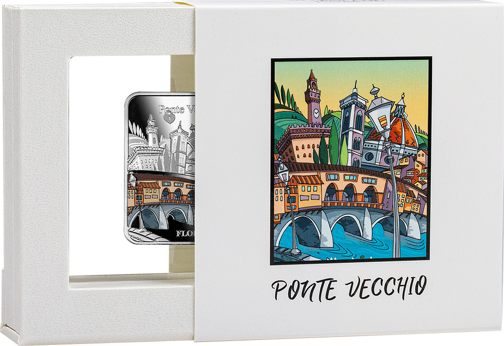 PONTE VECCHIO Bridge Florence Silver Coin 1000 Francs Cameroon 2021 ...