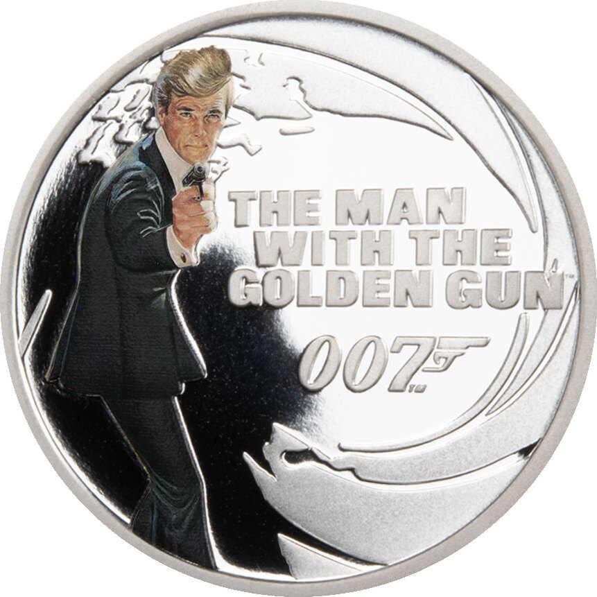 MAN WITH THE GOLDEN GUN 007 Agent Silver Coin 50 Cents Tuvalu 2021 ...