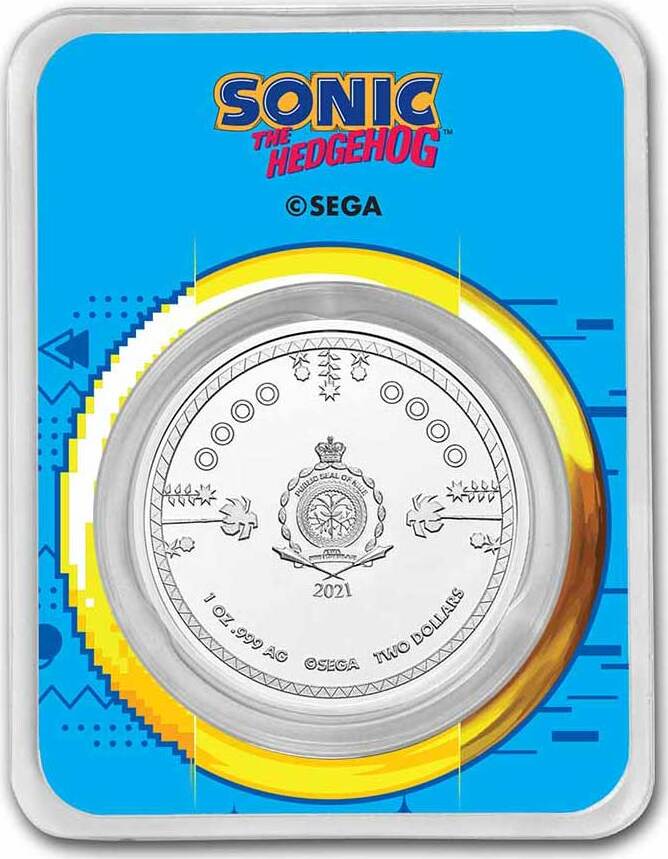 2 Dollars HEDGEHOG Sonic Colorized 30th Anniversary 1 Oz Silver Coin 2 ...