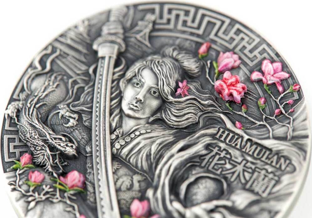5 Dollars HUA MULAN Heroines 2 Oz Silver Coin 5$ Niue 2021 Antique ...
