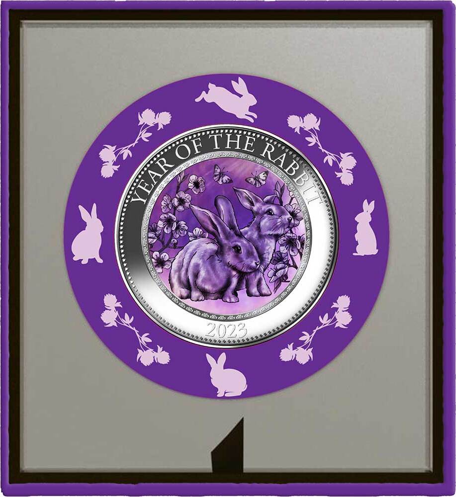 25 Dollars RABBIT Mother of Pearl Lunar Year 5 Oz Silver Coin 25$ Cook ...