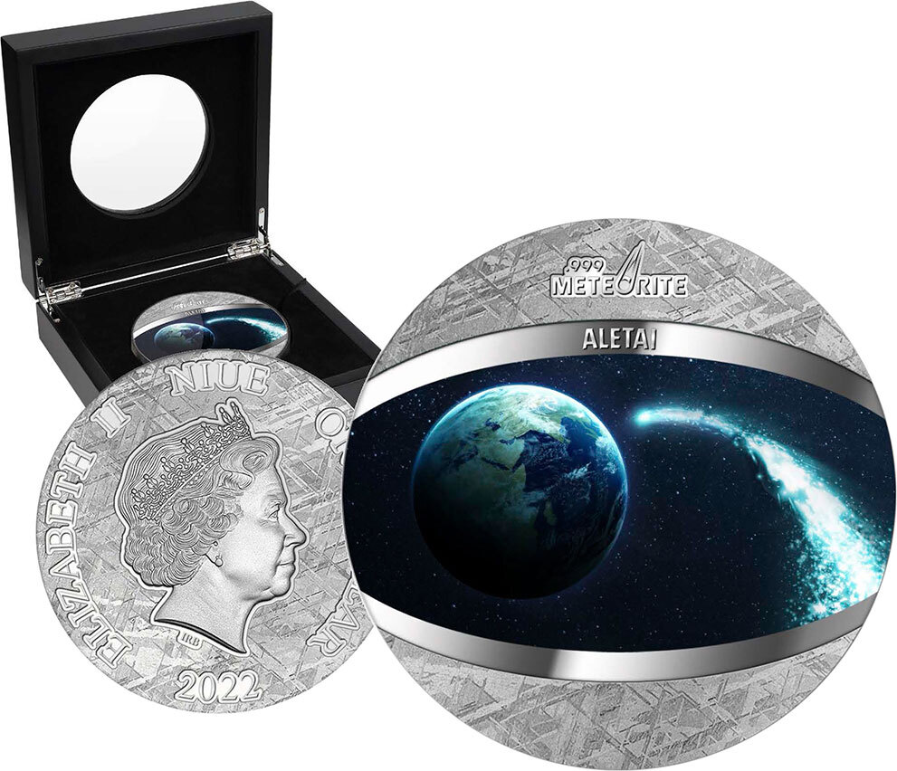 1 Dollar ALETAI Iron 1 Oz Meteorite Coin 1$ Niue 2022 BU-Brilliant ...