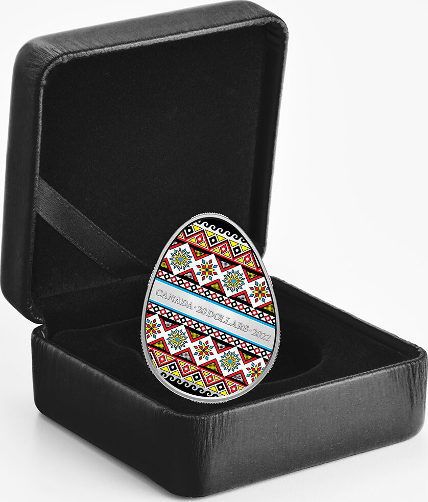 20 Dollars PYSANKA Egg Shape 1 Oz Silver Coin 20$ Canada 2022 Proof ...