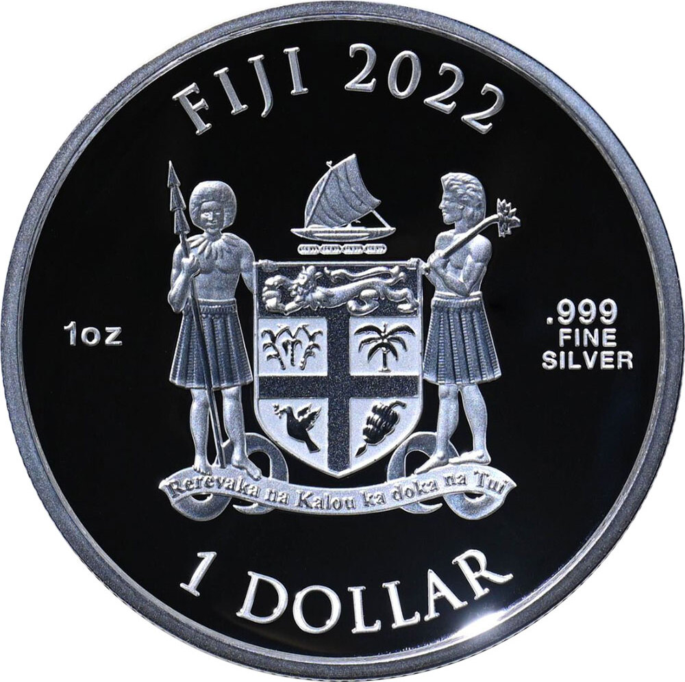 1 Dollar BLUE MARBLE DOMED SHAPED 1 Oz Silver Coin 1$ Fiji 2022 Proof ...