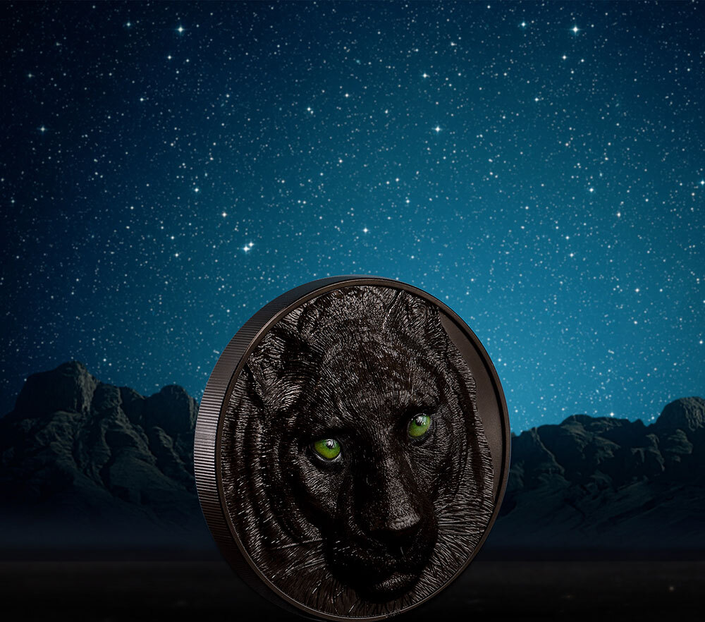 20 Dollars BLACK PANTHER Hunters By Night 5 Oz Silver Coin 20$ Palau ...