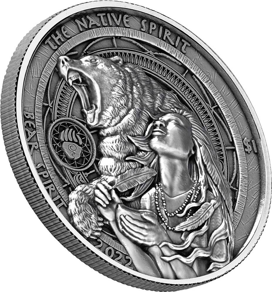United States 1 Dollar BEAR SPIRIT The Native Spirit 1 Oz Silver Coin 1 ...