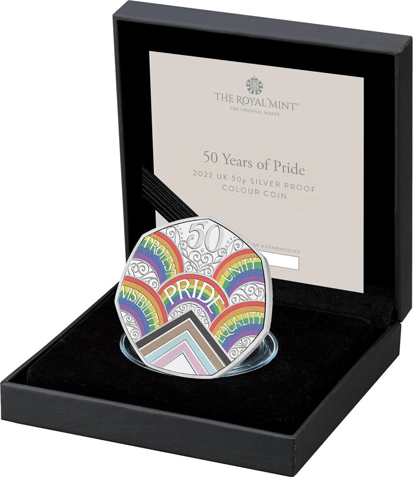 PRIDE 50th Anniversary Silver Coin 50 Pence United Kingdom 2022 Proof ...