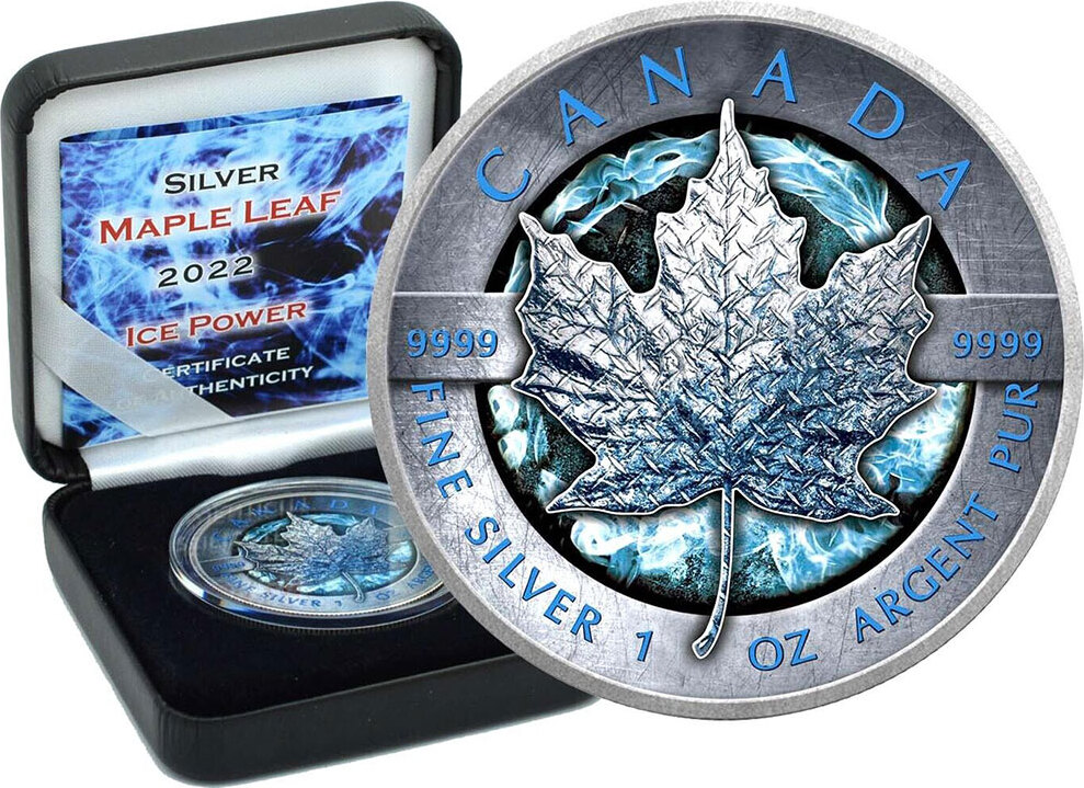 5 Dollars MAPLE LEAF Ice Power 1 Oz Silver Coin 5$ Canada 2022 BU ...