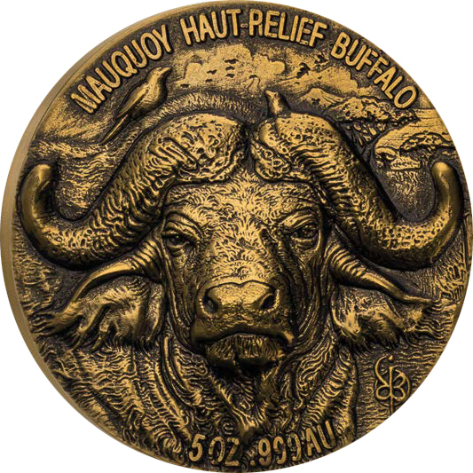 WATER BUFFALO Big Five Mauquoy 5 Oz Gold Coin 10000 Francs Ivory Coast ...