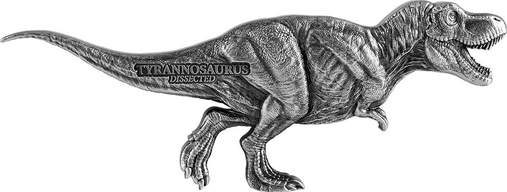 TYRANNOSAURUS DISSECTED T REX Jurassic 3 Oz Silver Coin 15000 Francs ...