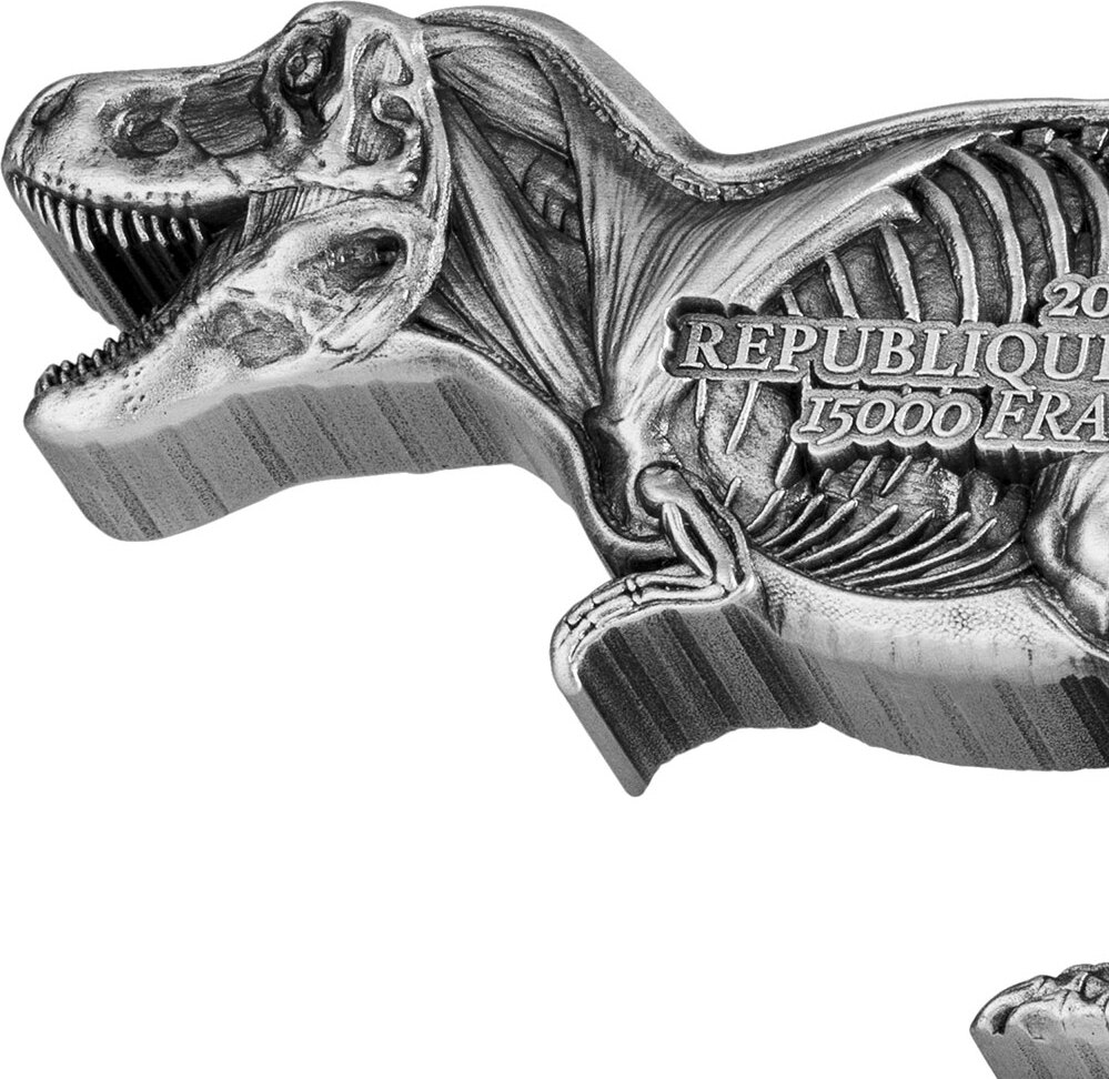 TYRANNOSAURUS DISSECTED T REX Jurassic 3 Oz Silver Coin 15000 Francs ...