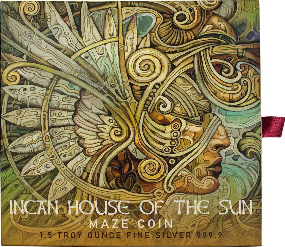 4 Dollars INCAN HOUSE OF THE SUN MAZE Silver Coin 4$ Solomon Islands ...