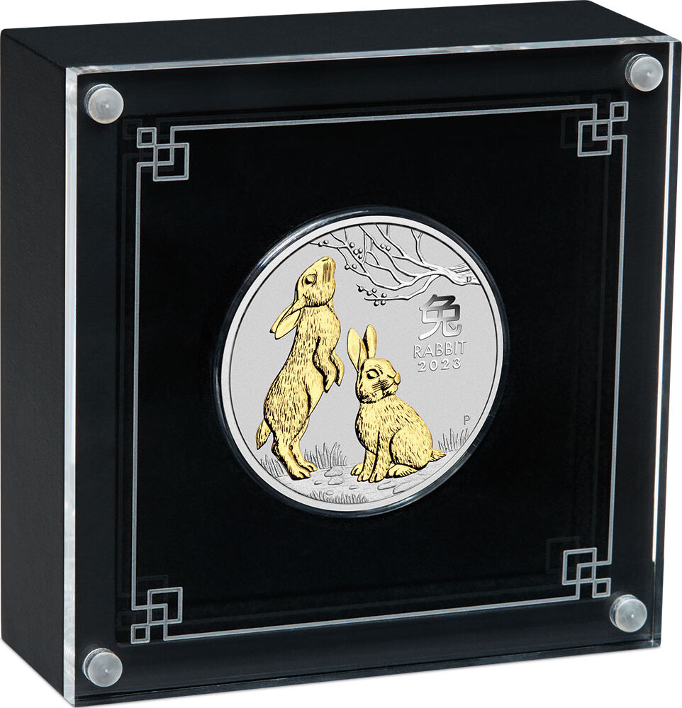 1 Dollar RABBIT Lunar Year Series III Gilded 1 Oz Silver Coin 1 ...