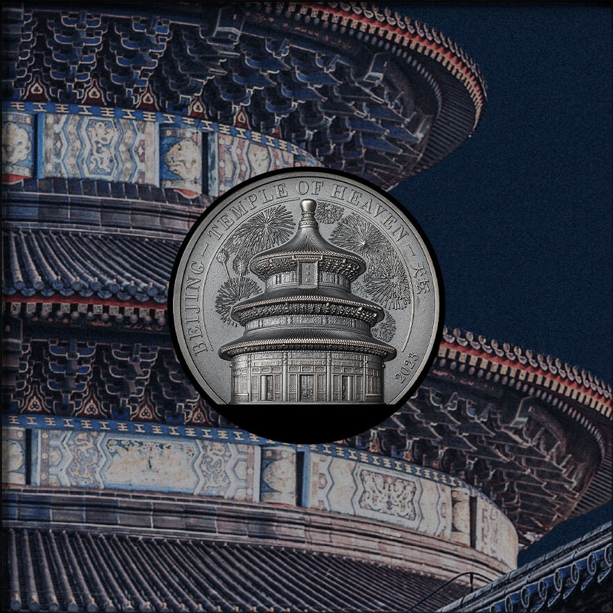 10 Dollars TEMPLE OF HEAVEN Beijing 2 Oz Silver Coin 10$ Cook Islands ...