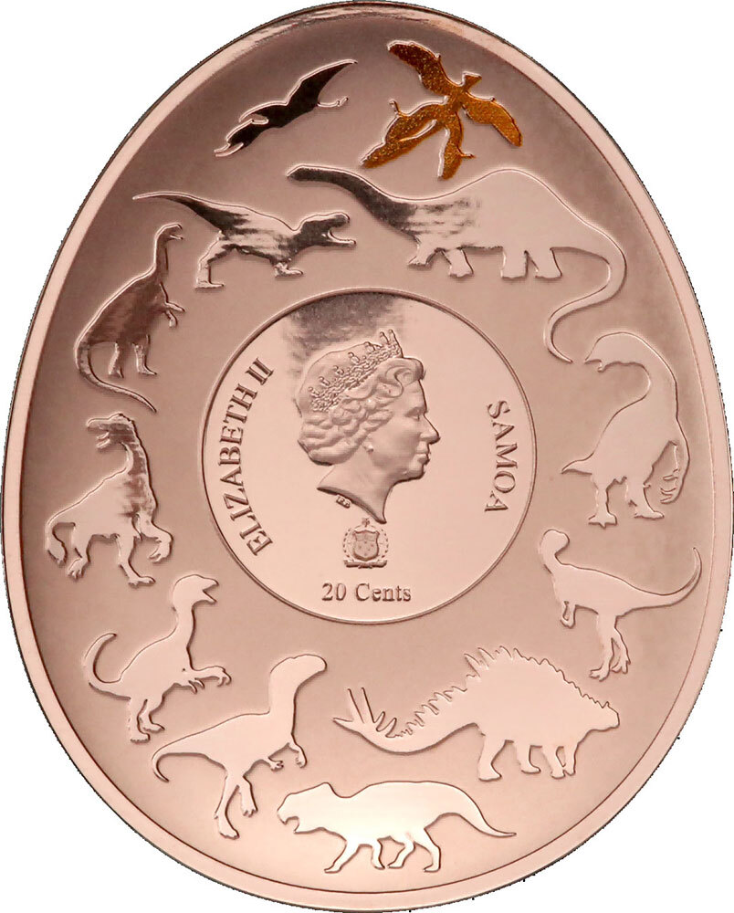 2 Dollars MICRORAPTOR GUI Dinosaurs in Asia Copper Coin 20 Cents Samoa ...
