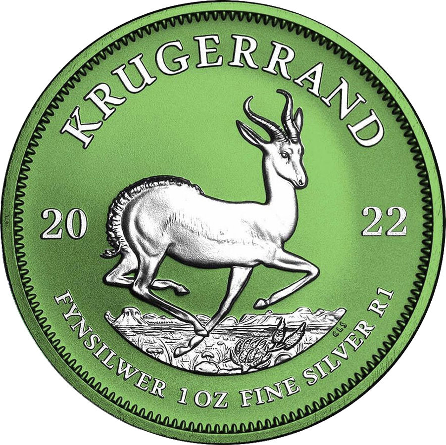 KRUGERRAND Space Green 1 Oz Silver Coin 1 Rand South Africa 2022 BU ...