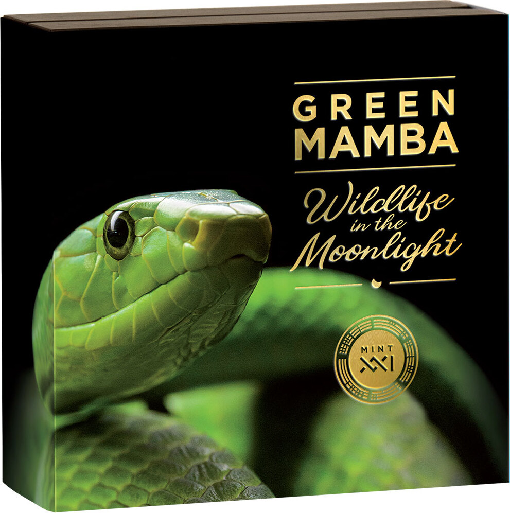 5 Dollars GREEN MAMBA Wildlife in the Moonlight 2 Oz Silver Coin 5 ...