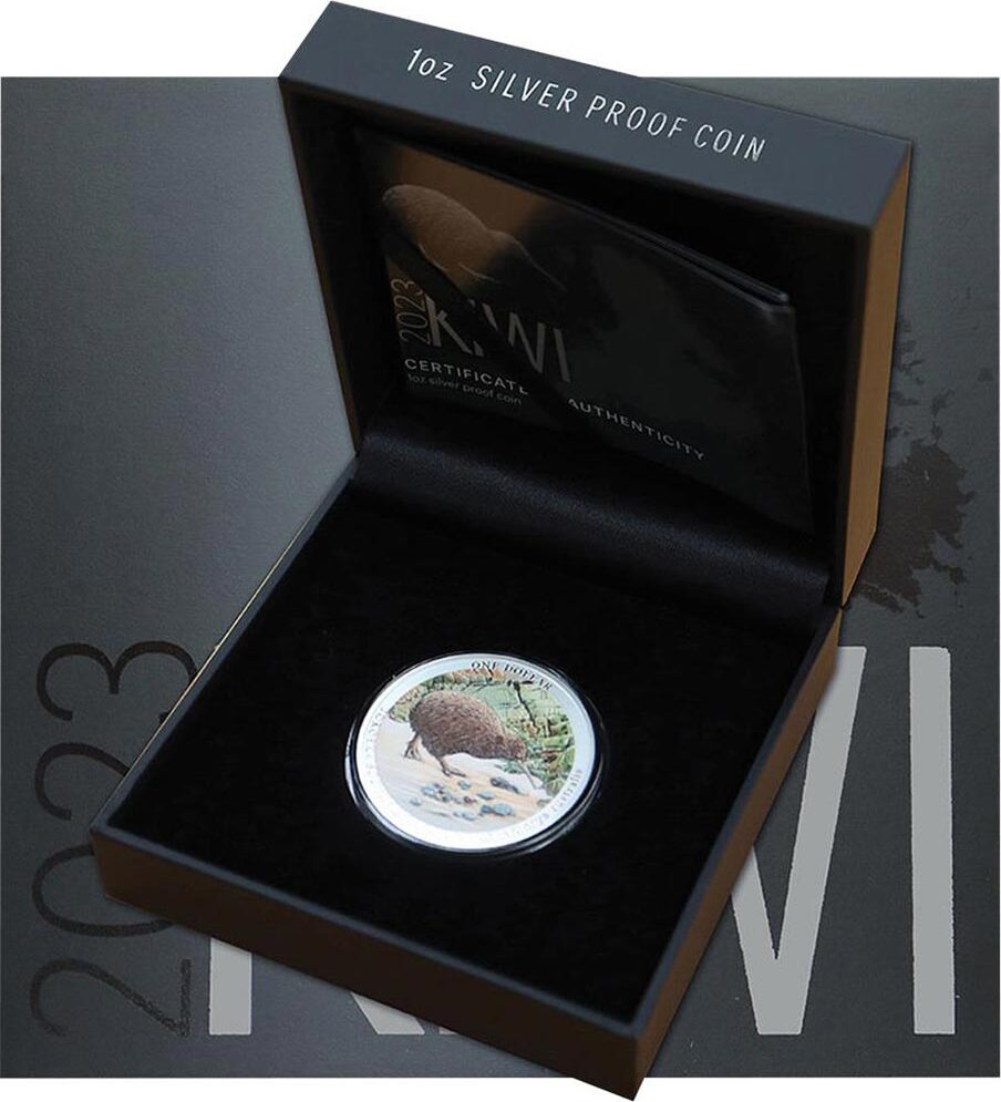 1 Dollar KIWI Colored 1 Oz Silver Coin 1$ New Zealand 2023 Proof | MA-Shops