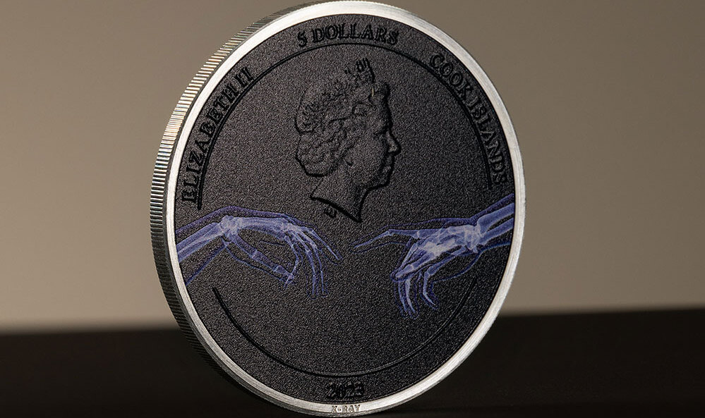 5 Dollars CREATION OF ADAM X Ray 1 Oz Silver Coin 5$ Cook Islands 2023 ...