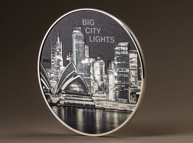 5 Dollars SYDNEY Big City Lights 1 Oz Silver Coin 5$ Cook Islands 2023 ...