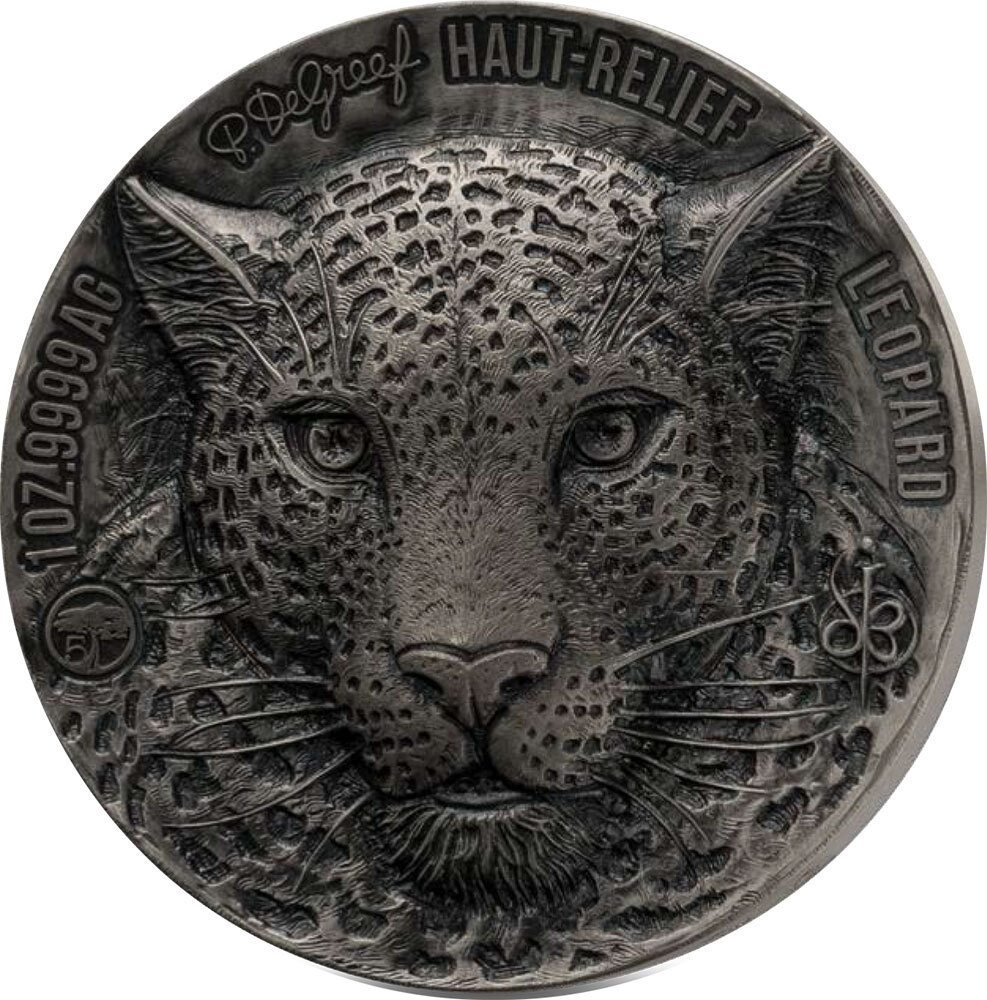 LEOPARD Big Five 1 Oz Silver Coin 1000 Francs Ivory Coast 2023 Antique ...